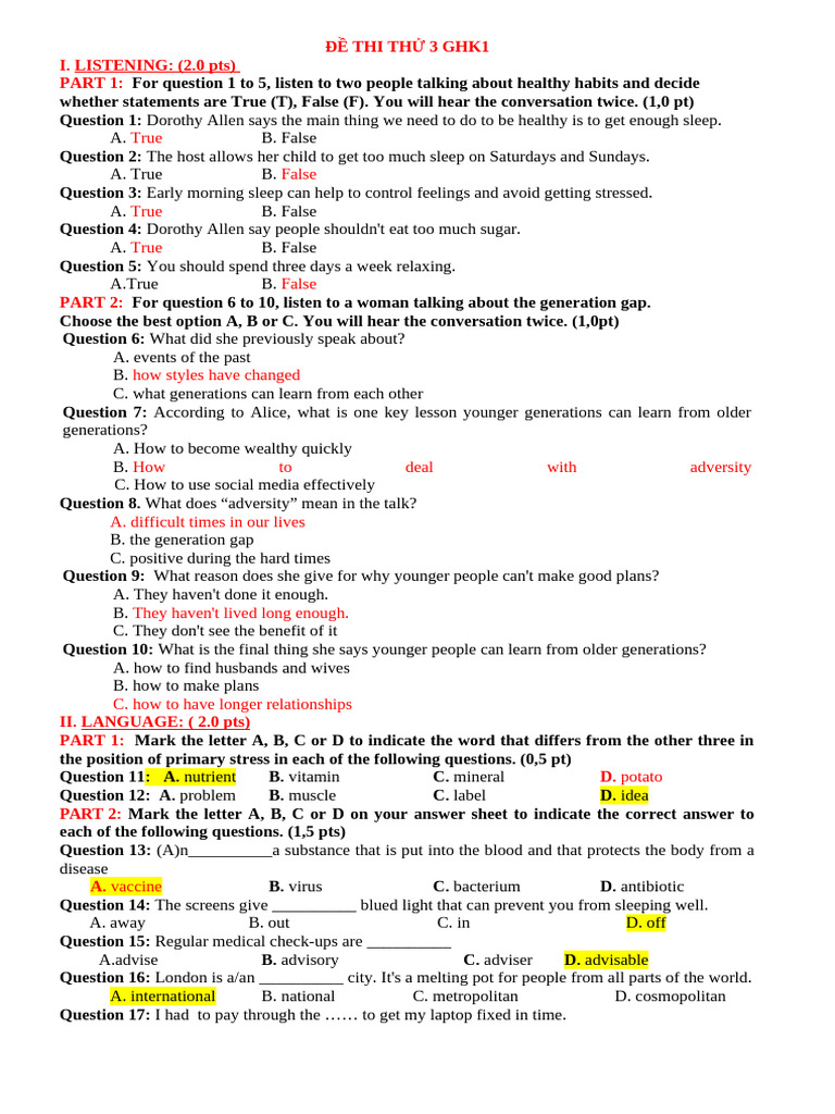 ĐỀ THI THỬ 3 GHK1 | PDF | Transport | Public Transport