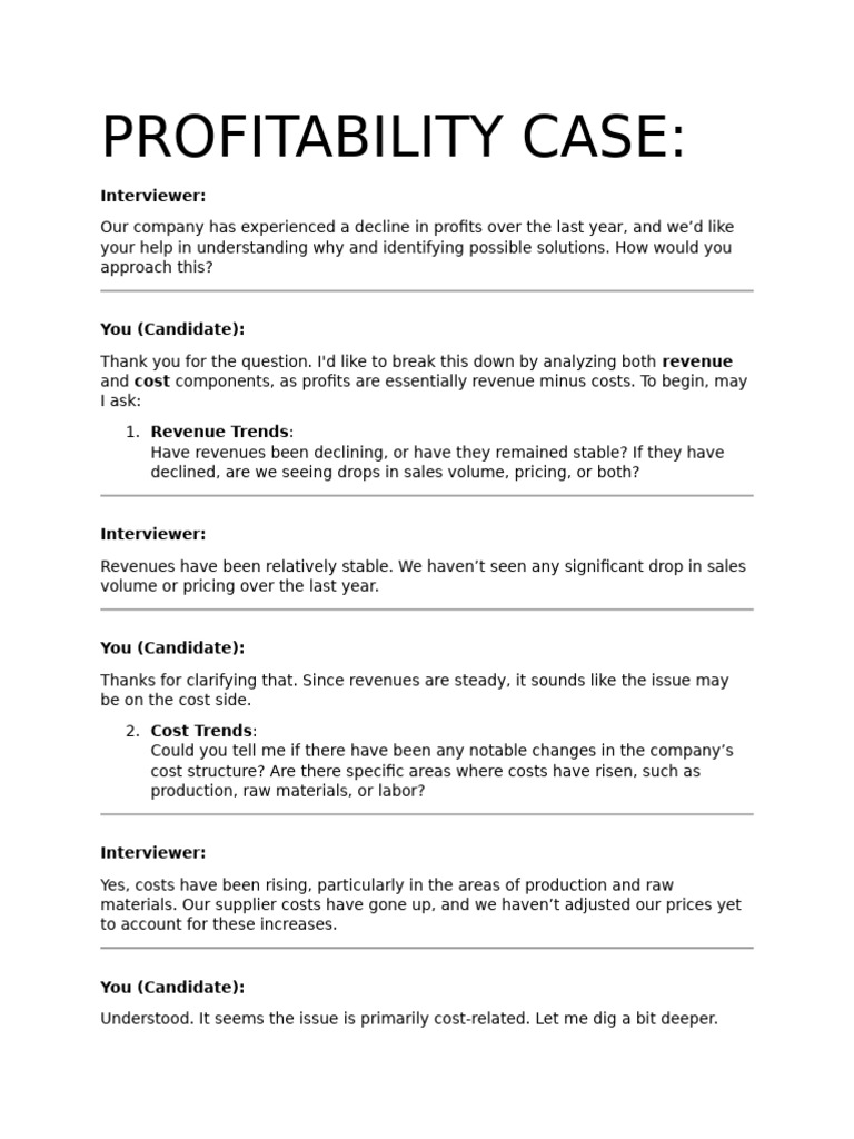 Profitability Case | PDF | Supply Chain | Pricing