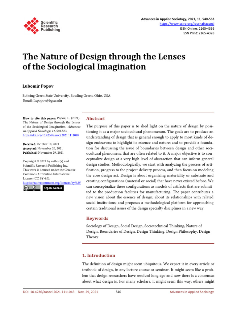 The Nature of Design Through The Lenses of The Sociological Imagination ...