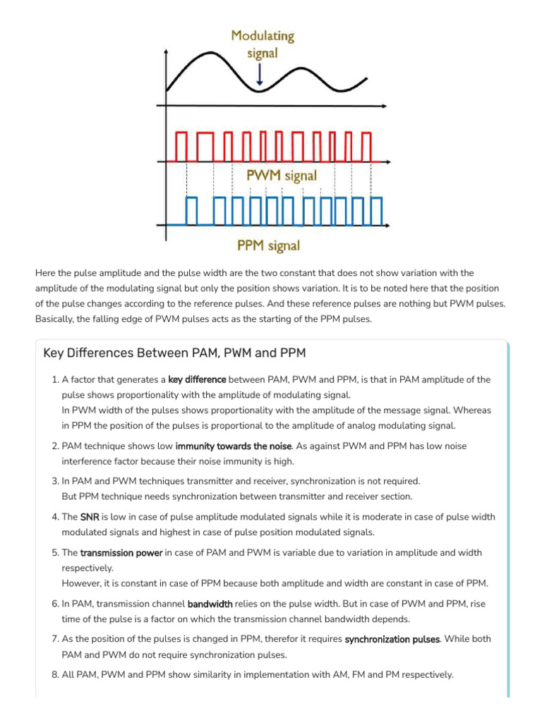Difference Between PAM, PWM and PPM (with Comparison Chart) - Circuit ...
