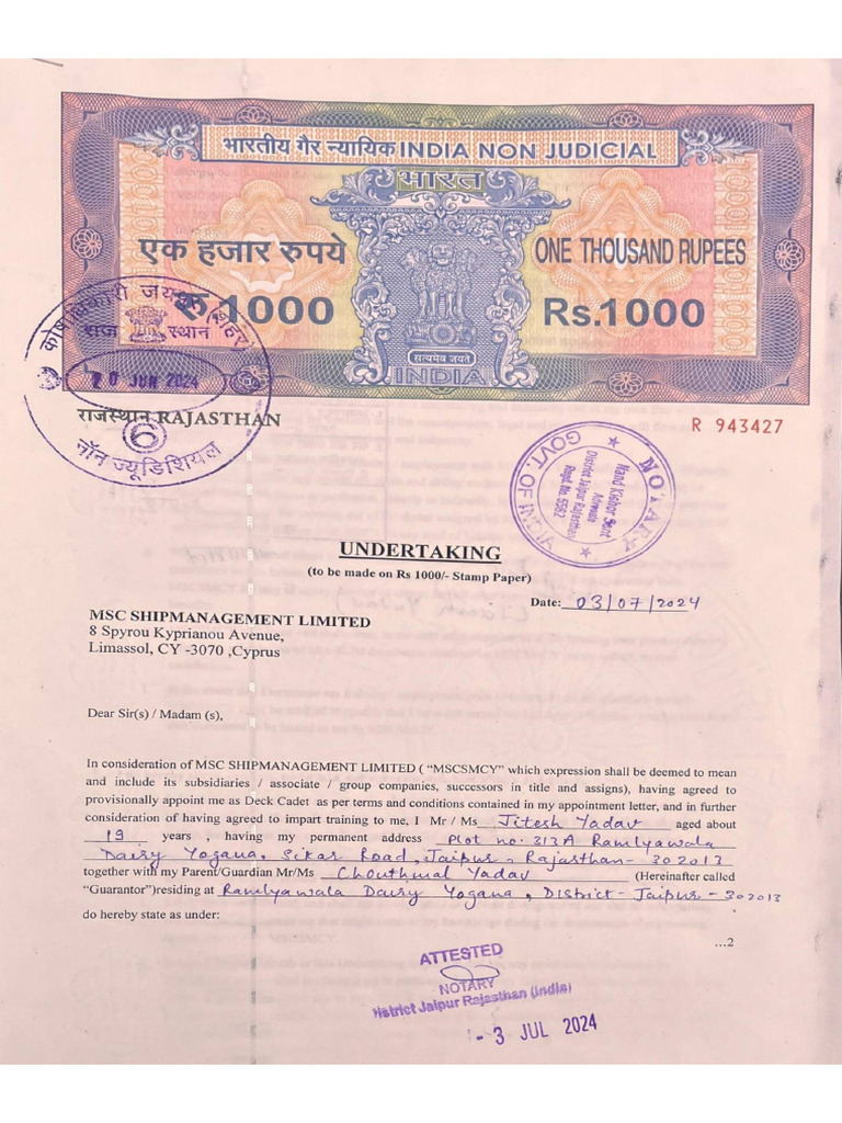 Undertaking PDF | PDF