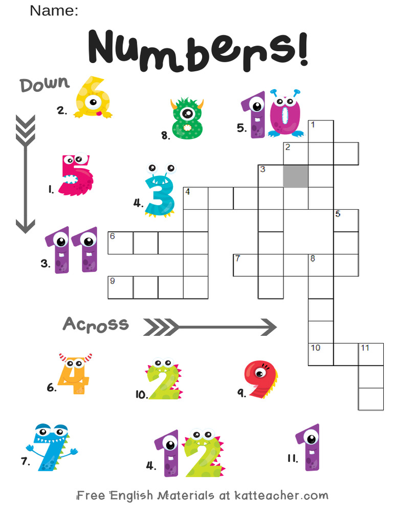 English Crosswords Numbers | PDF