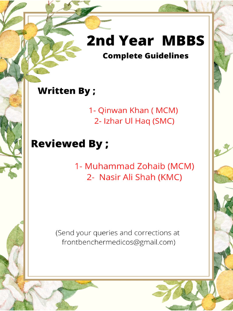 2nd Year MBBS Complete Guidelines + Mcqs Distribution | PDF
