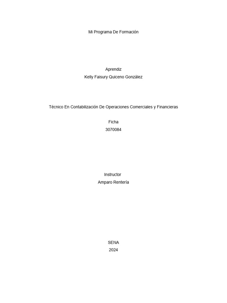Mi Programa De Formación TALLER SENA | PDF