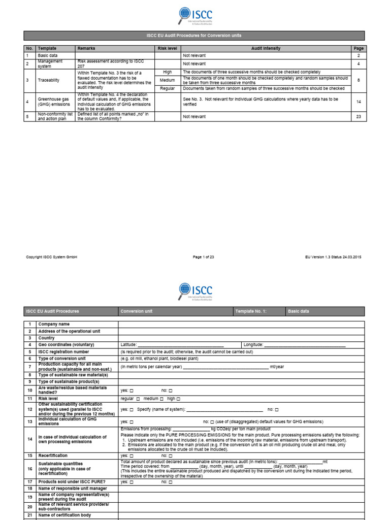ISCC EU Procedures Conversion 1.3 2403215 | PDF | Audit | Supply Chain
