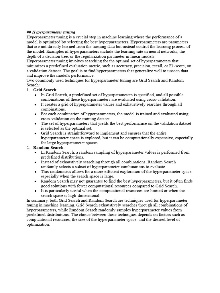 Hyperparameter Tuning.docx | PDF | Theoretical Computer Science | Statistical Analysis