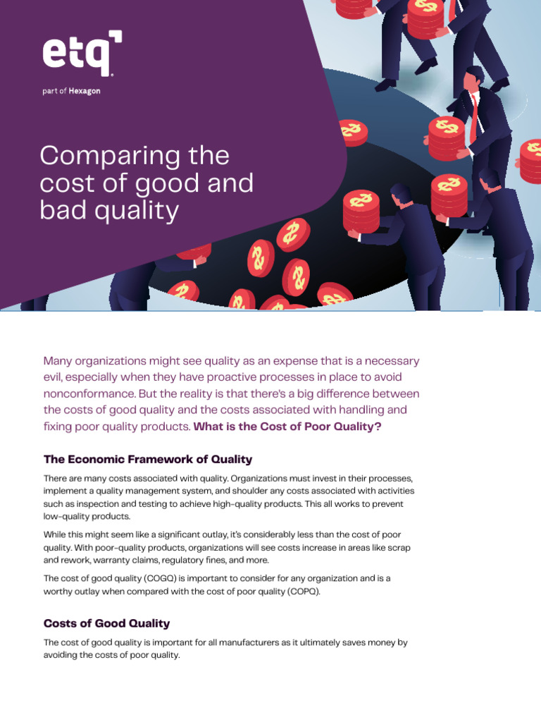 Costs of Good and Bad Quality | PDF | Six Sigma | Return On Investment