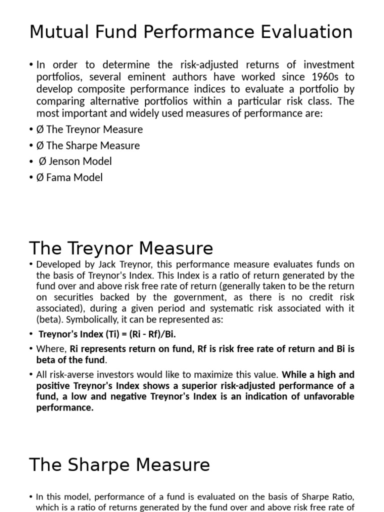 Mutual Fund Performance Evaluation | PDF | Sharpe Ratio | Financial ...
