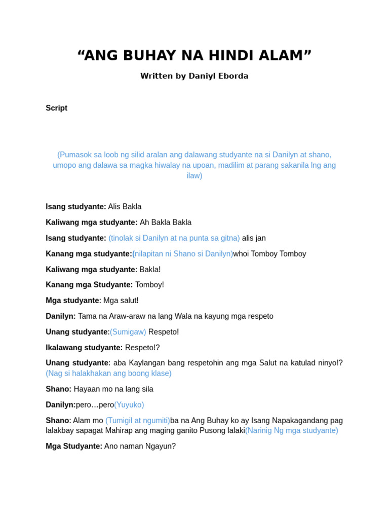 Ang Buhay Na Hindi Alam by Daniyl Eborda | PDF