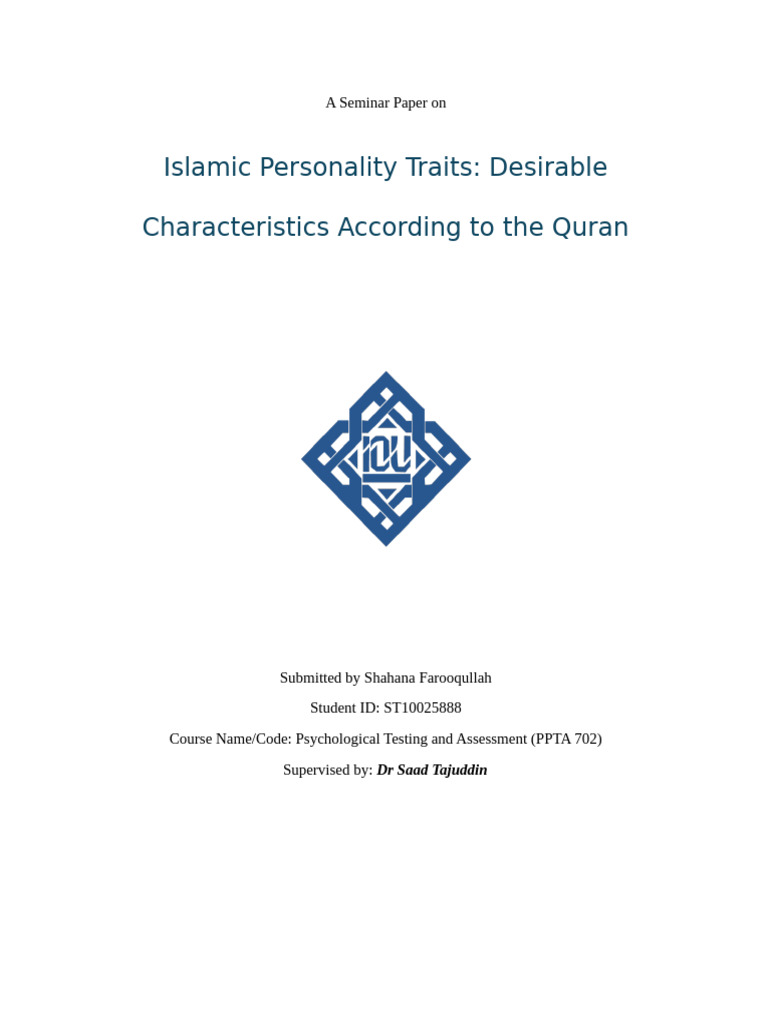 Desirable Islamic Personality Traits | PDF | Personality Psychology ...