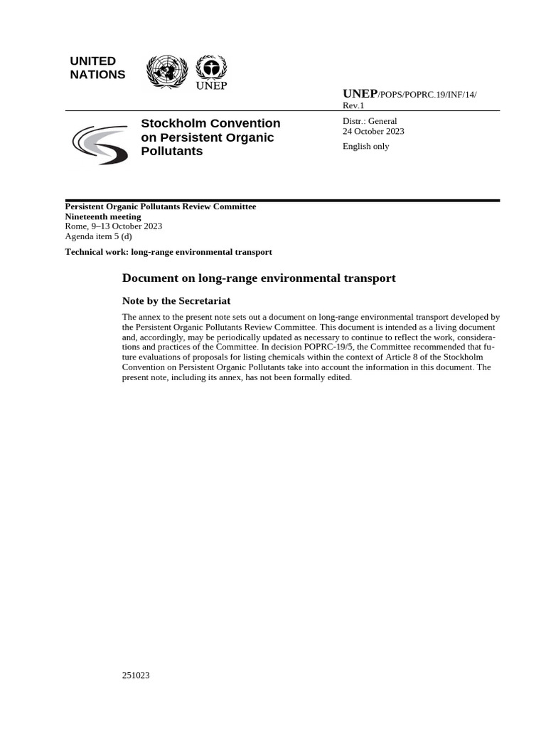 UNEP POPS POPRC.19 INF 14 Rev.1.English | PDF | Atmosphere Of Earth | Water