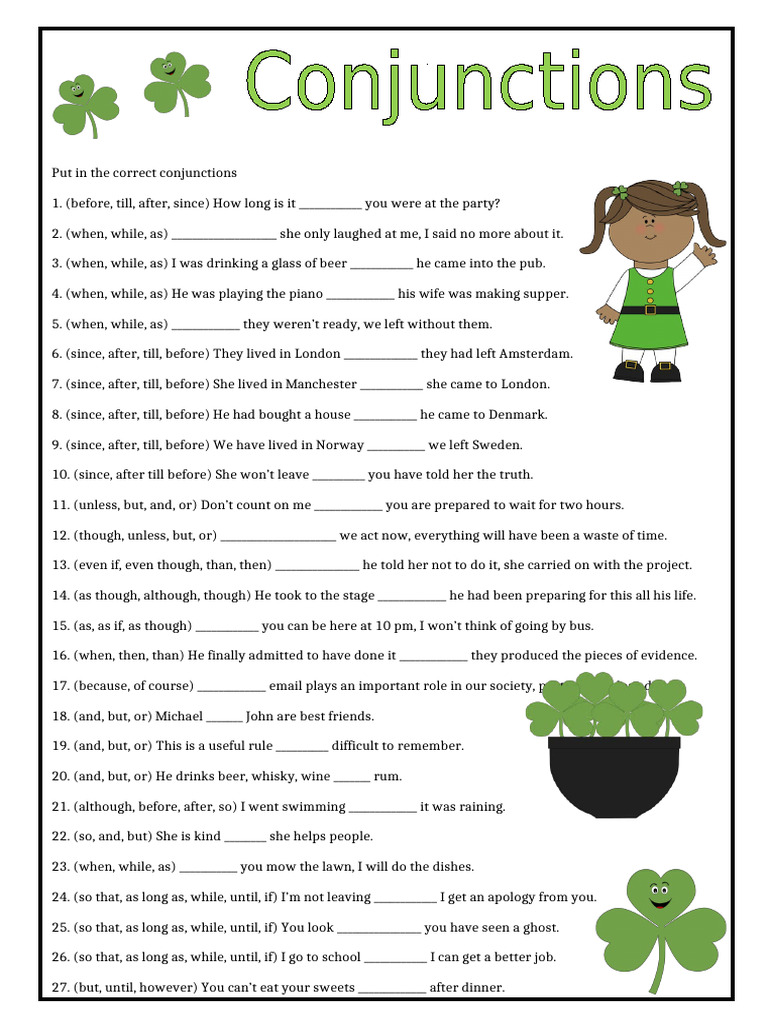 Conjunctions Fun Activities Games Grammar Drills Tests 43494 | PDF