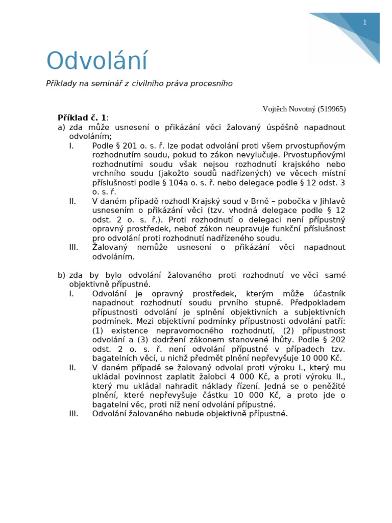 8 Heviogyq. Odvolani - Priklady Novotny | PDF