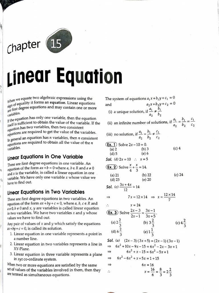 linear equation | PDF | Equations | Division (Mathematics)
