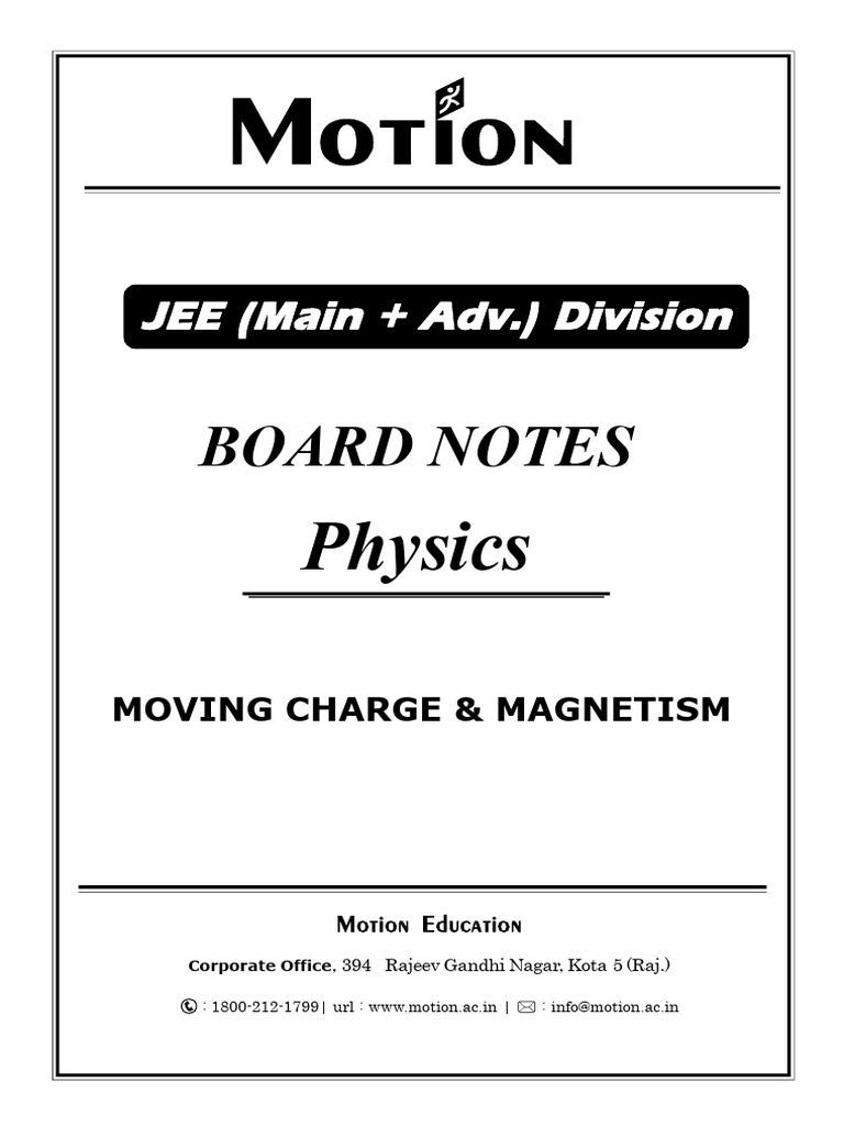 JEE Physics: Moving Charge & Magnetism | PDF | Physical Sciences | Physics