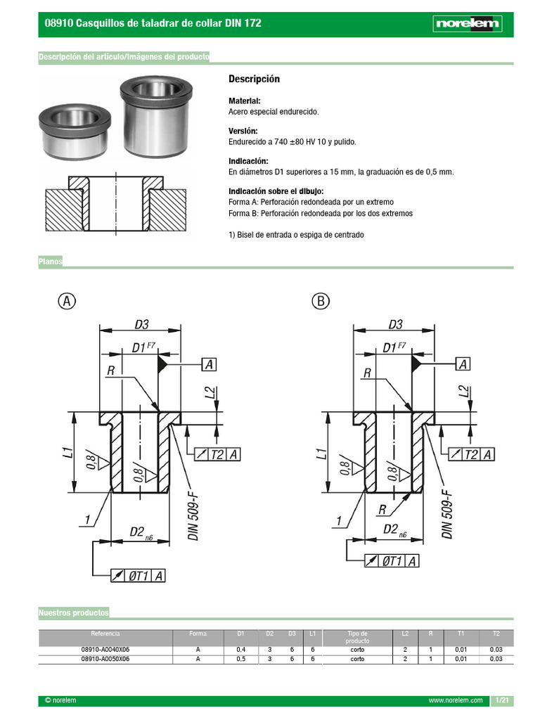 Casquillos de Taladrar de Collar DIN-172-es | PDF