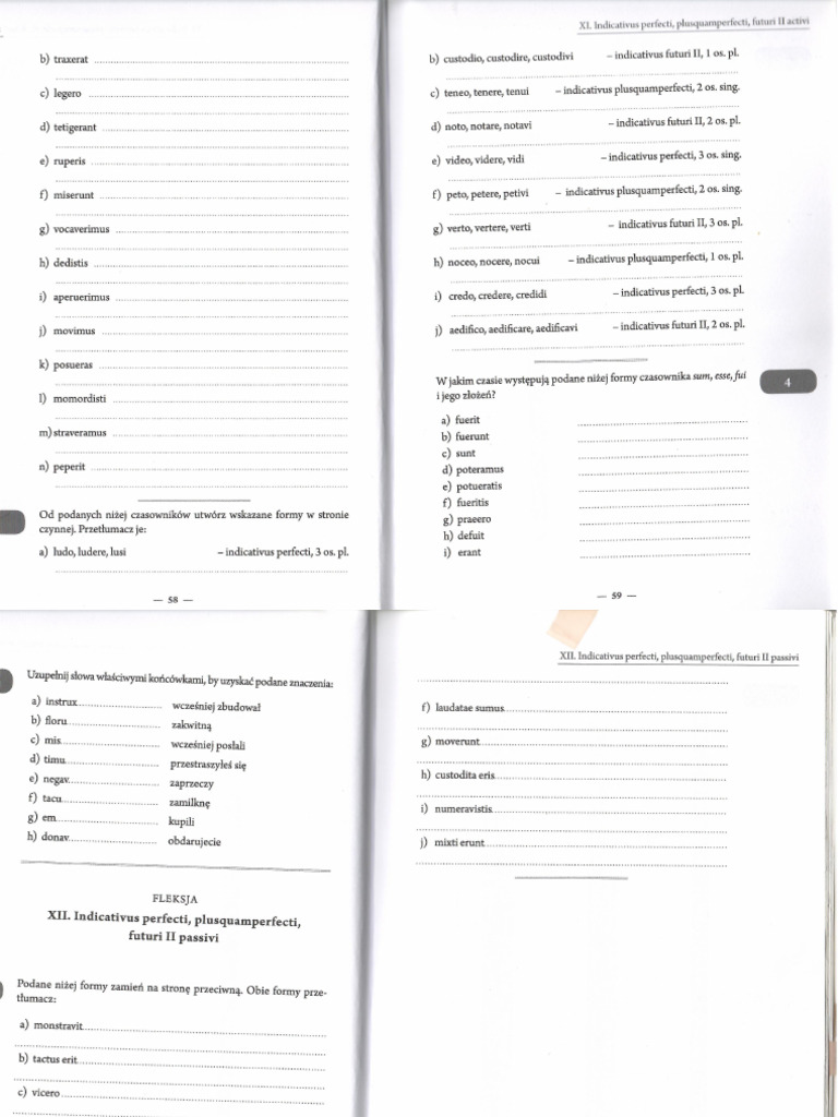 Ind. Perfecti Passivi. Zadania | PDF