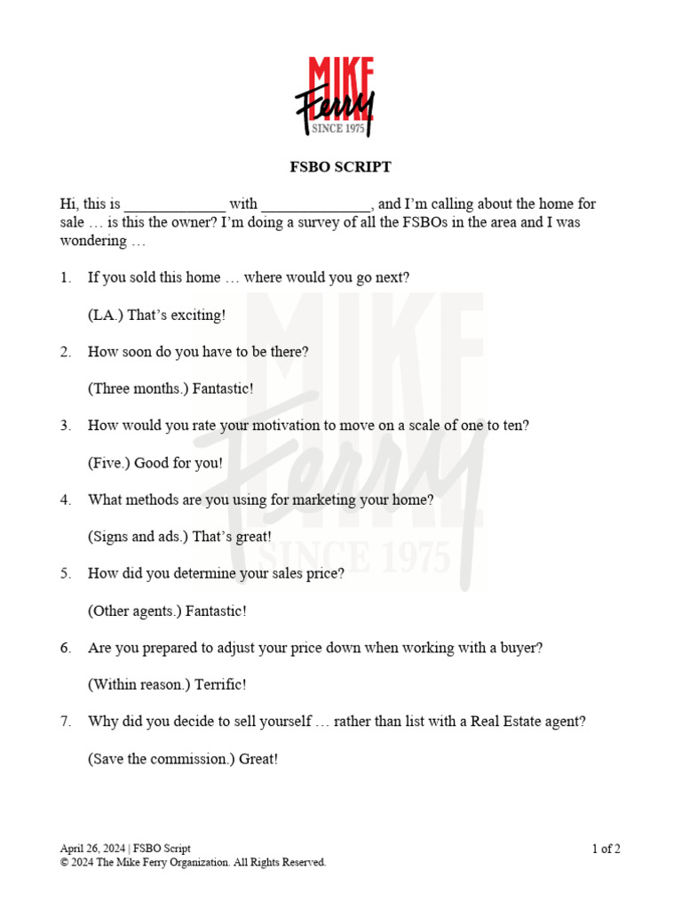24 04 26 FSBO Script | PDF