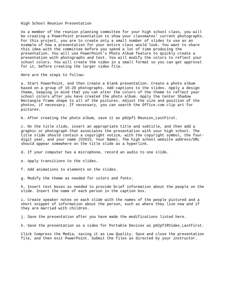 High School Reunion Presentation | PDF | Microsoft Power Point | Photograph