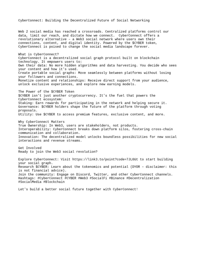 CyberConnect Building The Decentral | PDF