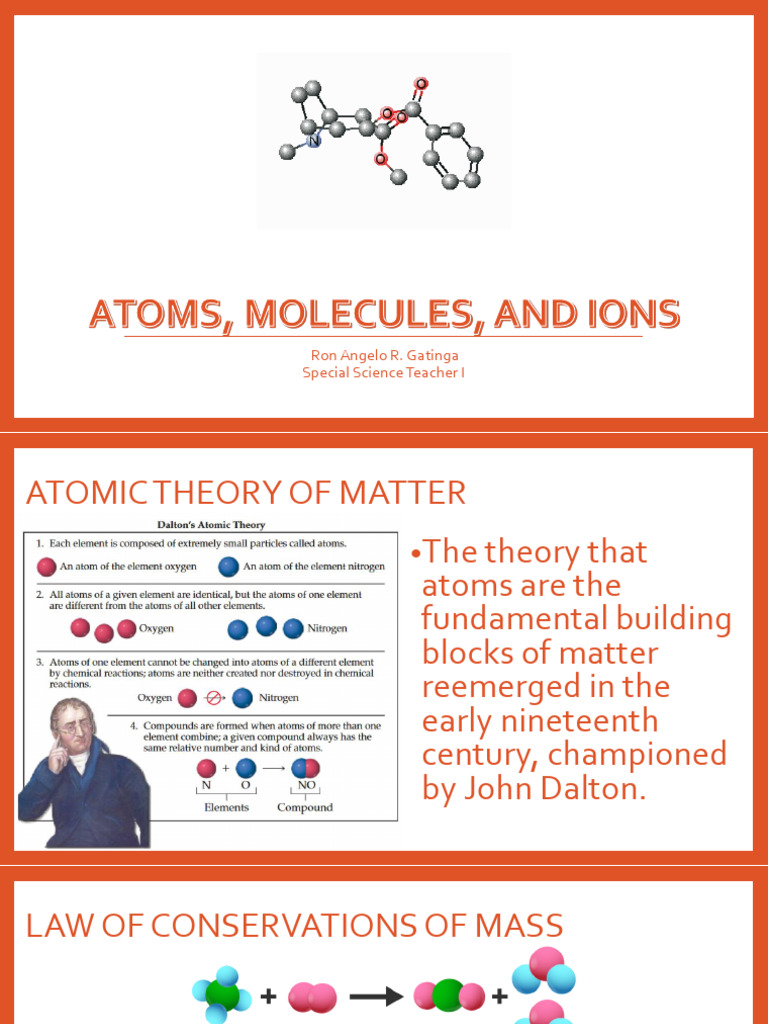Atoms, Molecules, Ions | PDF | Ion | Chemical Compounds