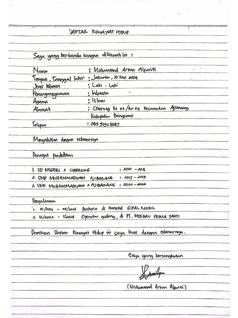 Muhammad Arkan Alfarizi - CV | PDF