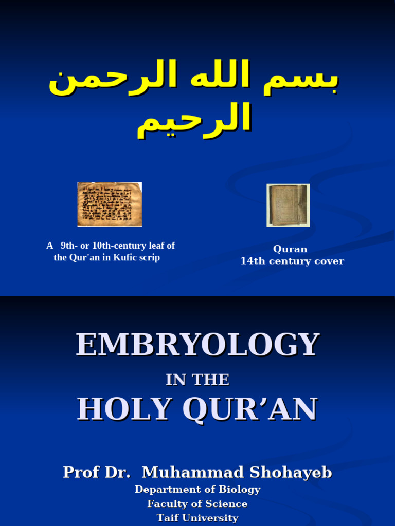 Embryology in the Holy Quran | PDF | Sex | Uterus