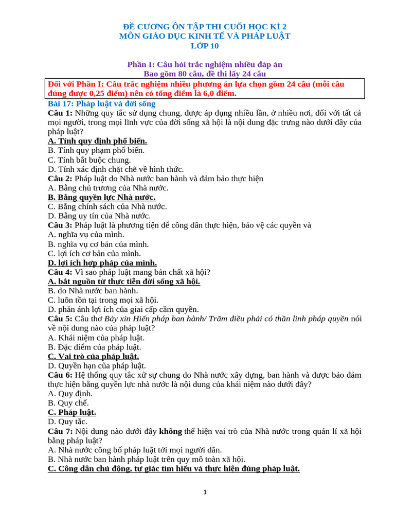 Đề Cương Ôn Tập KT HK2 Môn GDKT&PL 2 | PDF