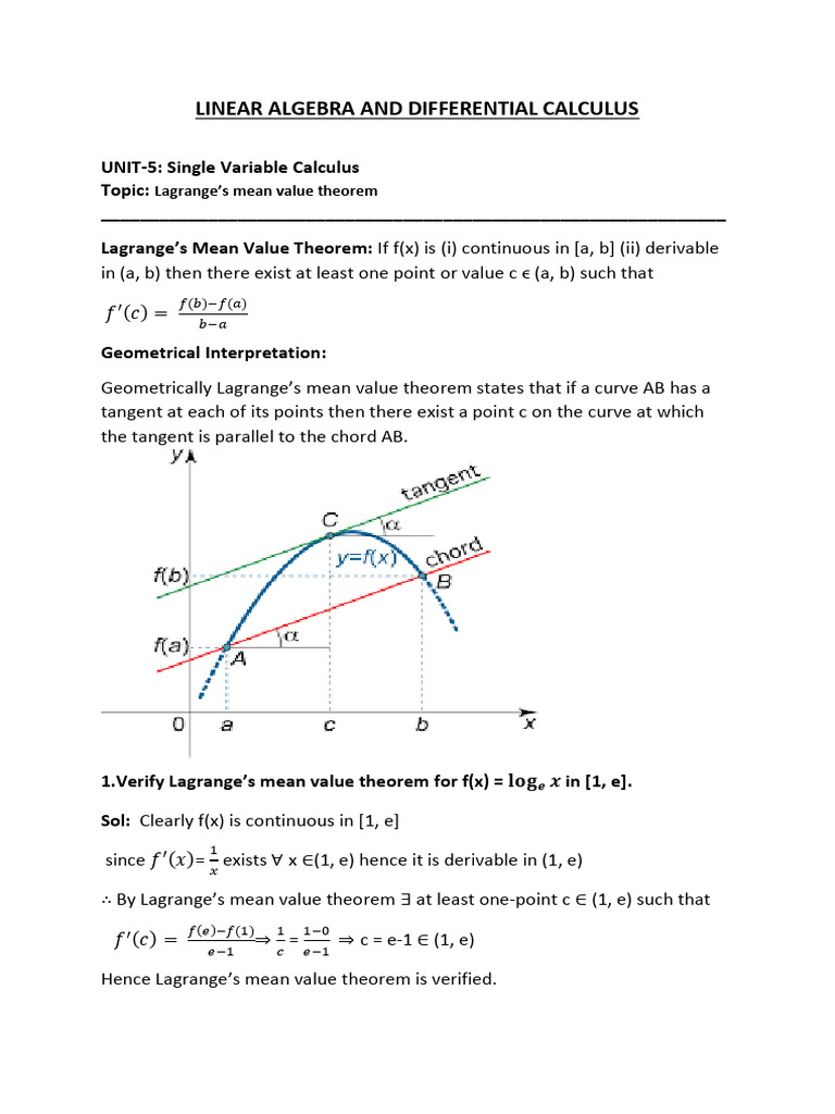 Lagrange's Mean Value Theorem | PDF | Mathematical Concepts | Mathematical Objects