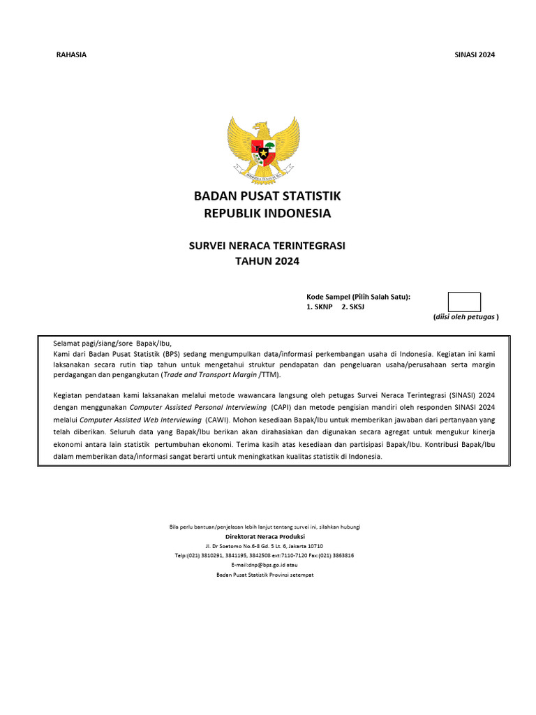 Kuesioner SINASI 2024 | PDF
