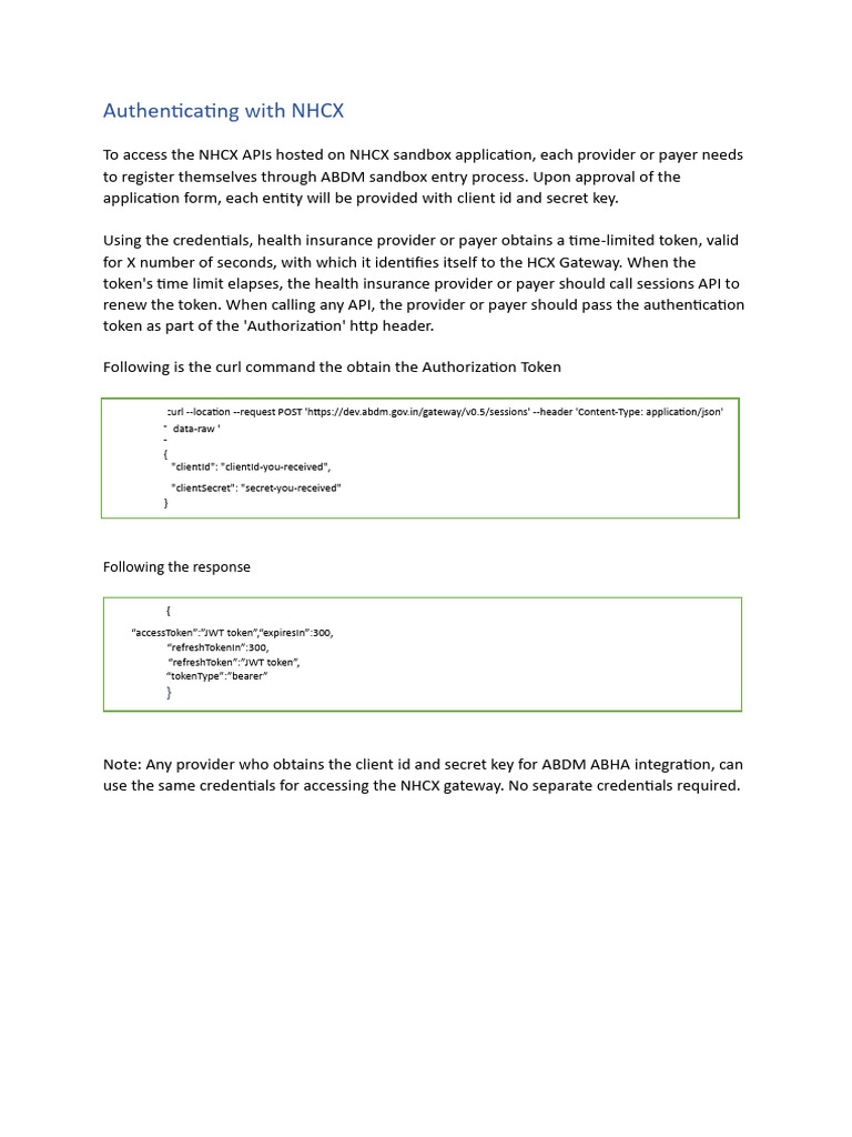 Authenticating With NHCX | PDF