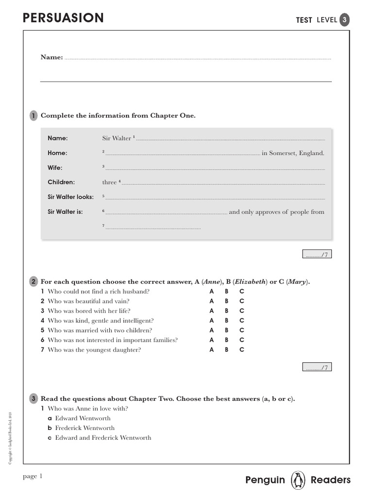 Persuasion Test | PDF | Persuasion (Novel)