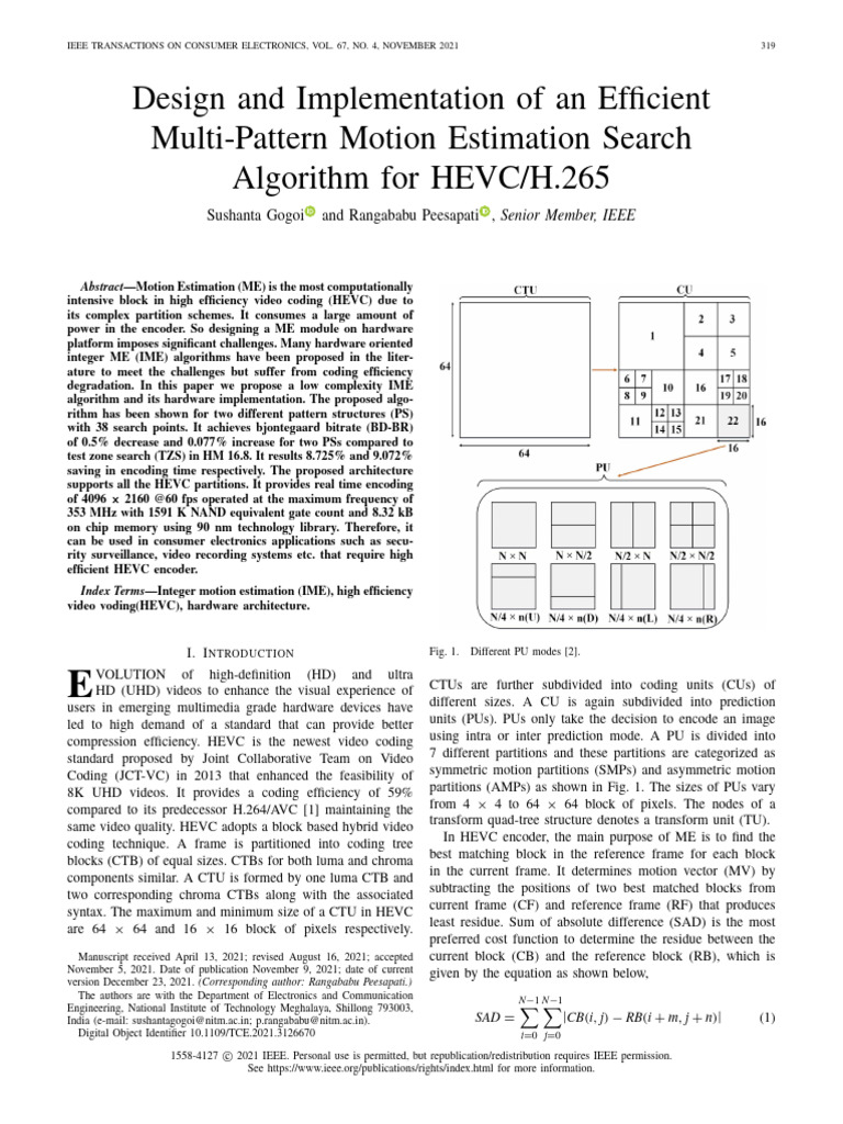 Design and Implementation of An Efficient Multi-Pattern Motion Estimation Search Algorithm For ...