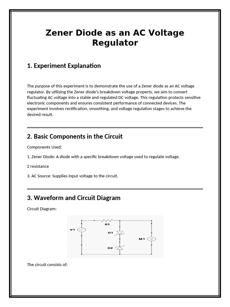 Zener Diode As An AC Regulator - 032656 | PDF