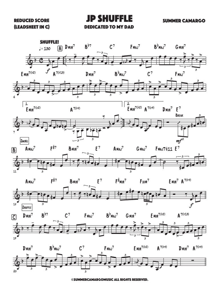 JP Shuffle (Website Version) Reduced Score (Leadsheet in C) | PDF