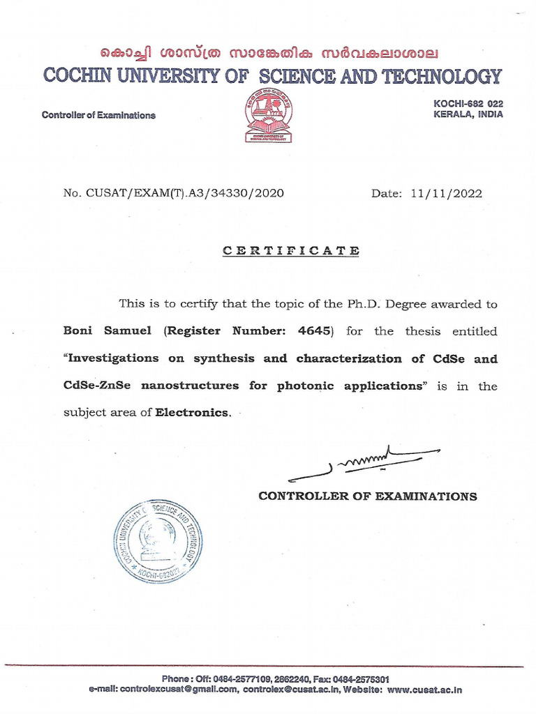 Subject Certificate | PDF