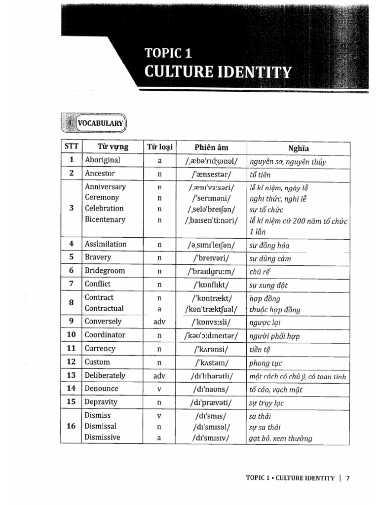 Topic 1 - Cultural Identity | PDF
