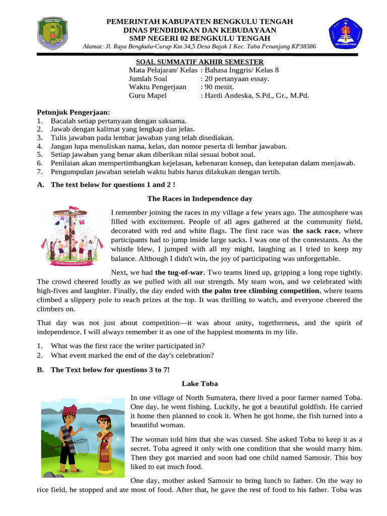Soal Bahasa Inggris Sas 8 | PDF