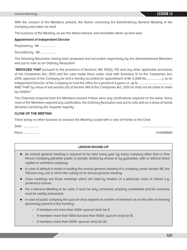General Meeting Procedures and Resolutions | PDF | Quorum | Political ...