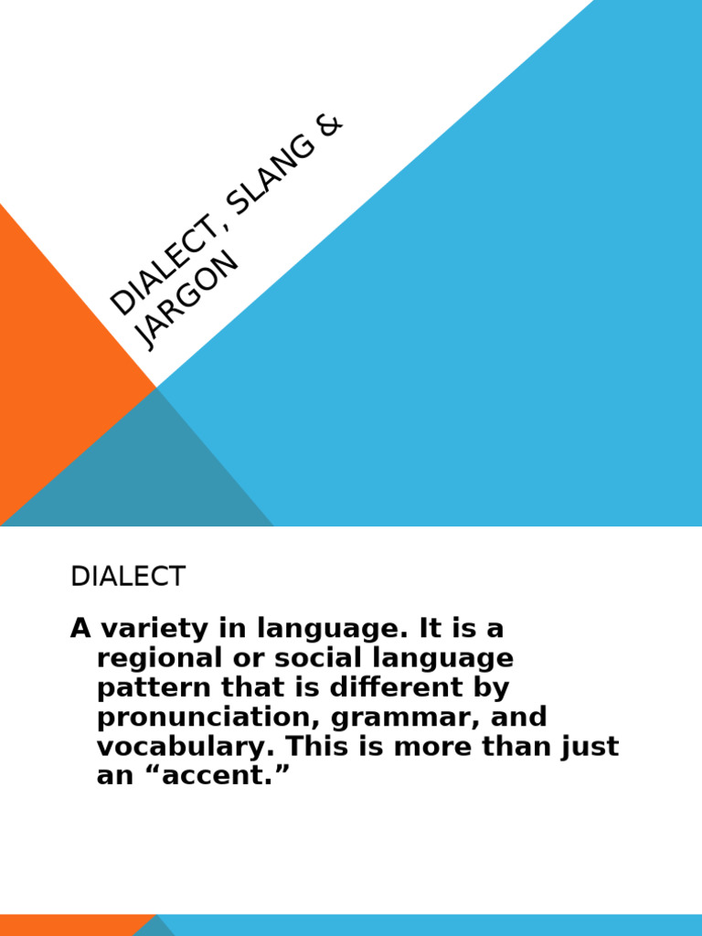Dialect Slang and Jargon | PDF | English Language | Jargon