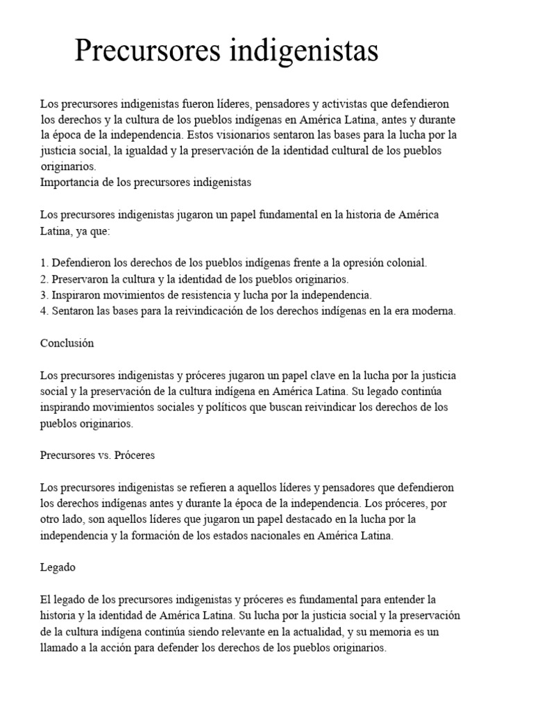 Precursores Indigenistas en América Latina | PDF | Imperio Inca | Perú