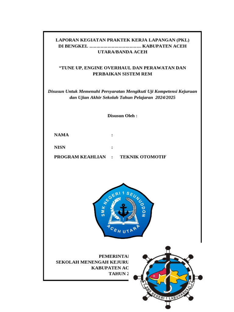 Templete Laporan PKL TKR | PDF