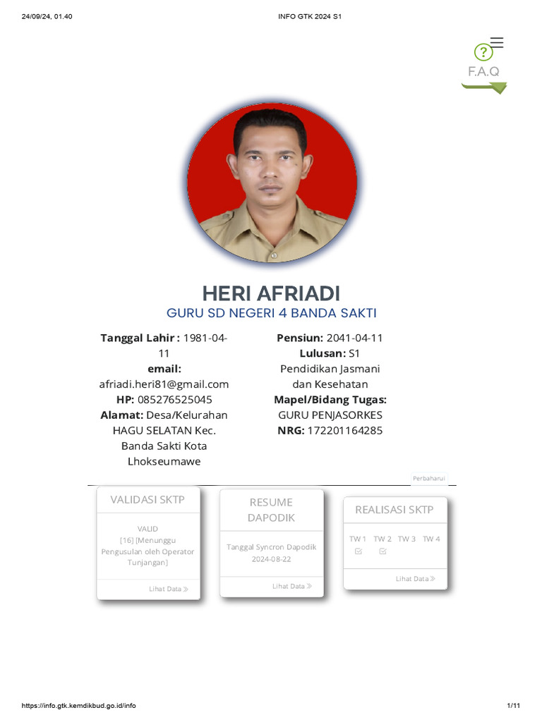 Data Guru Heri Afriadi Lhokseumawe | PDF