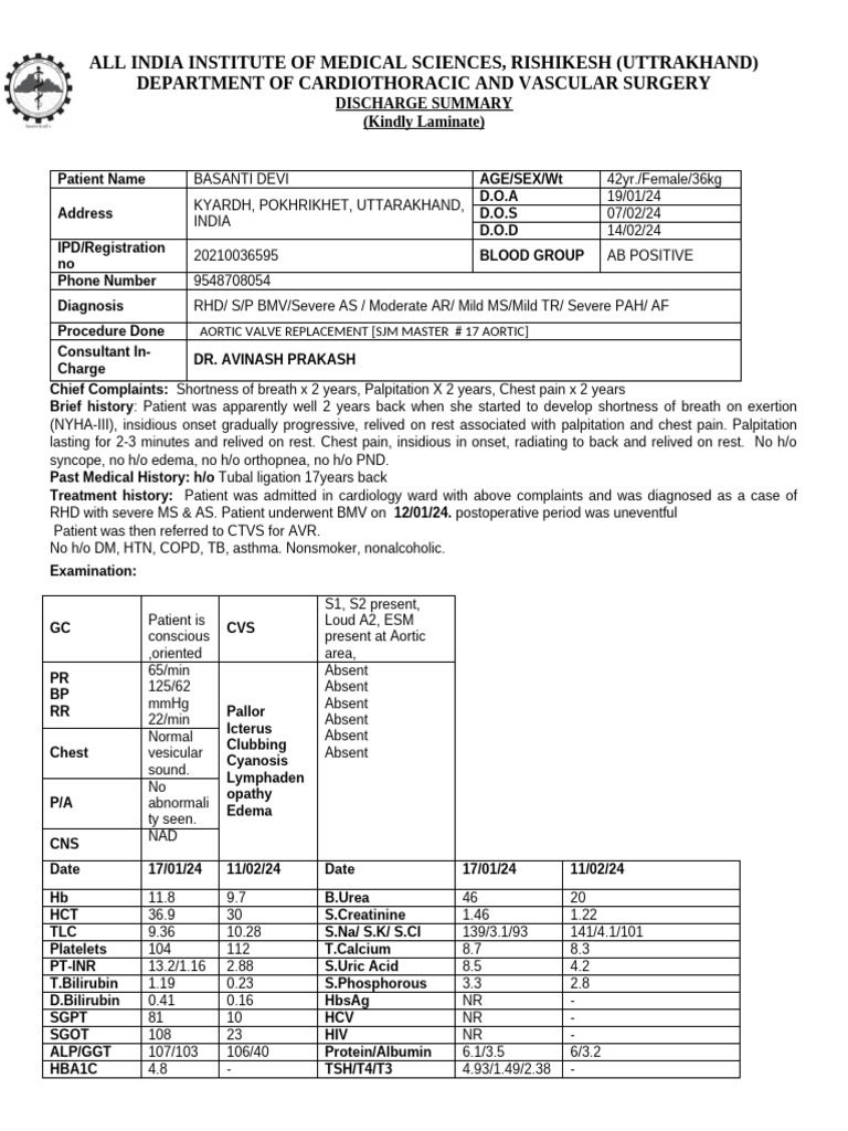 BASANTI AVR FINAL | PDF | Heart Valve | Aorta