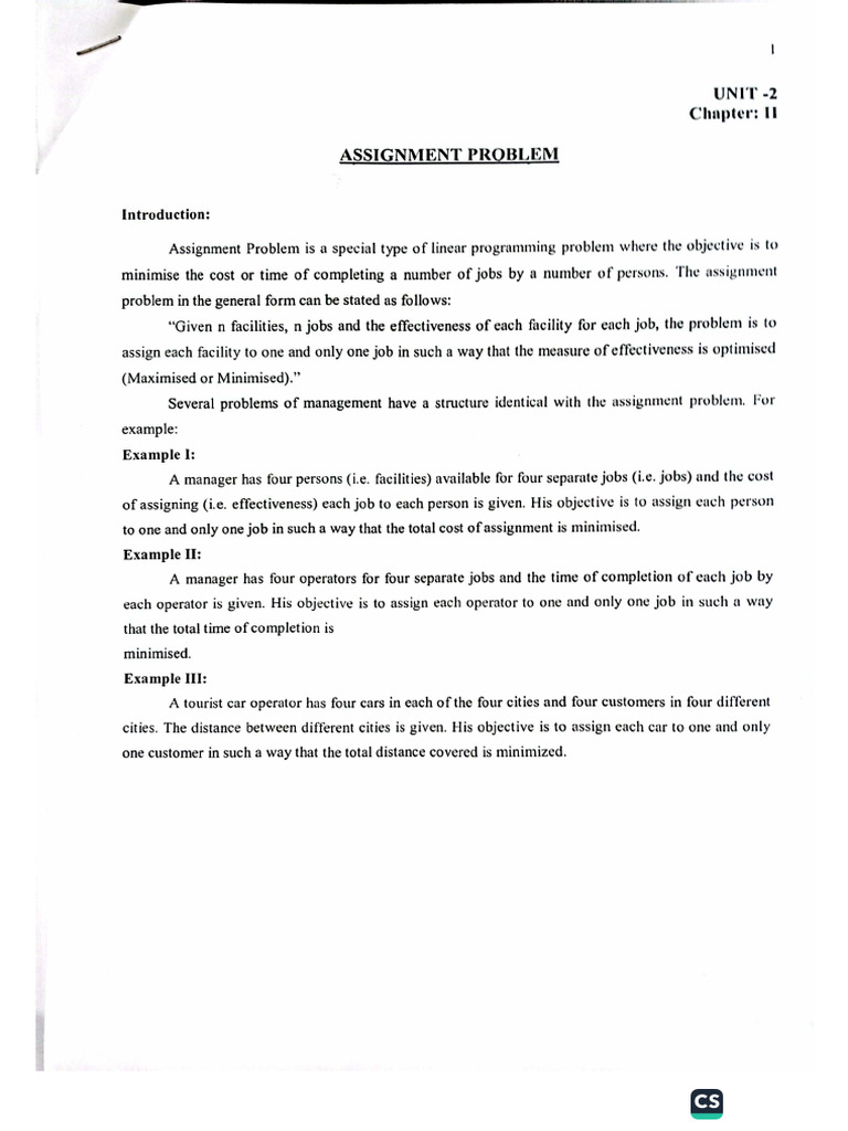 Operation Research Assignment Problem | PDF