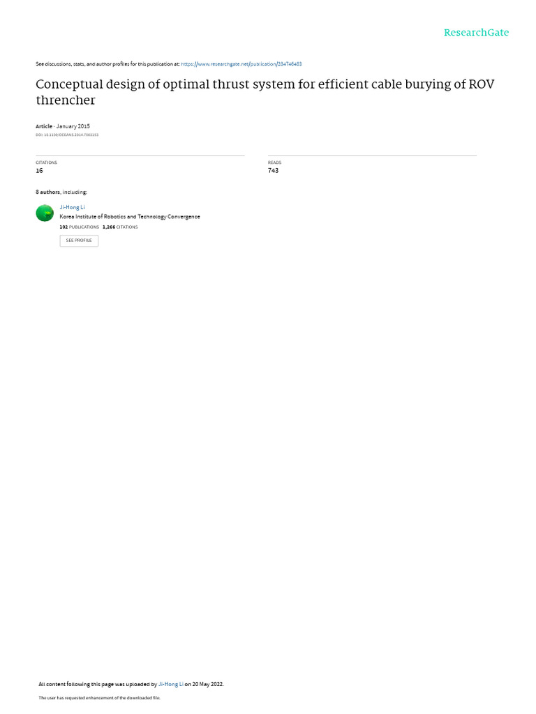 Conceptual Design of Optimal Thrust System For Efficient Cable Burying ...