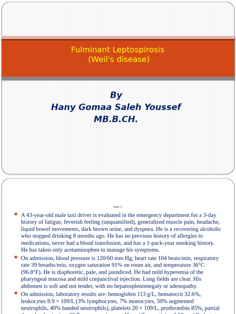 Fulminant Leptospirosis (Weil's disease) | PDF | Medical Specialties ...