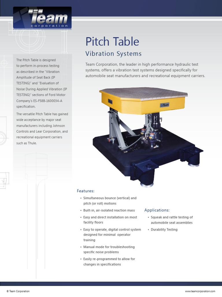 Team Corporation Pitch Table Multi Axis Vibration | PDF | Pitch (Music ...