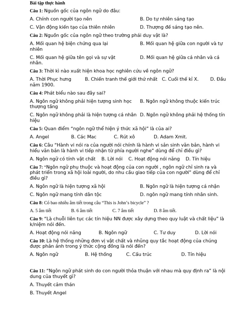 Dẫn luận NN- bai TH | PDF