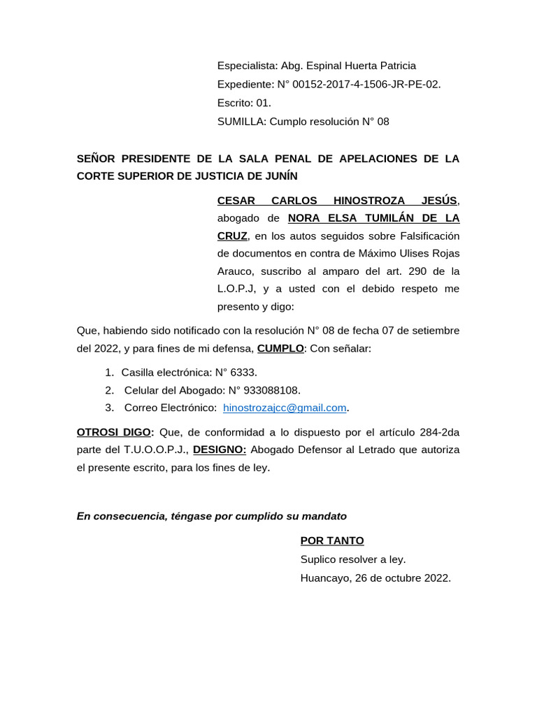 Cumplo Como Abogado Sala de Apelaciones | PDF